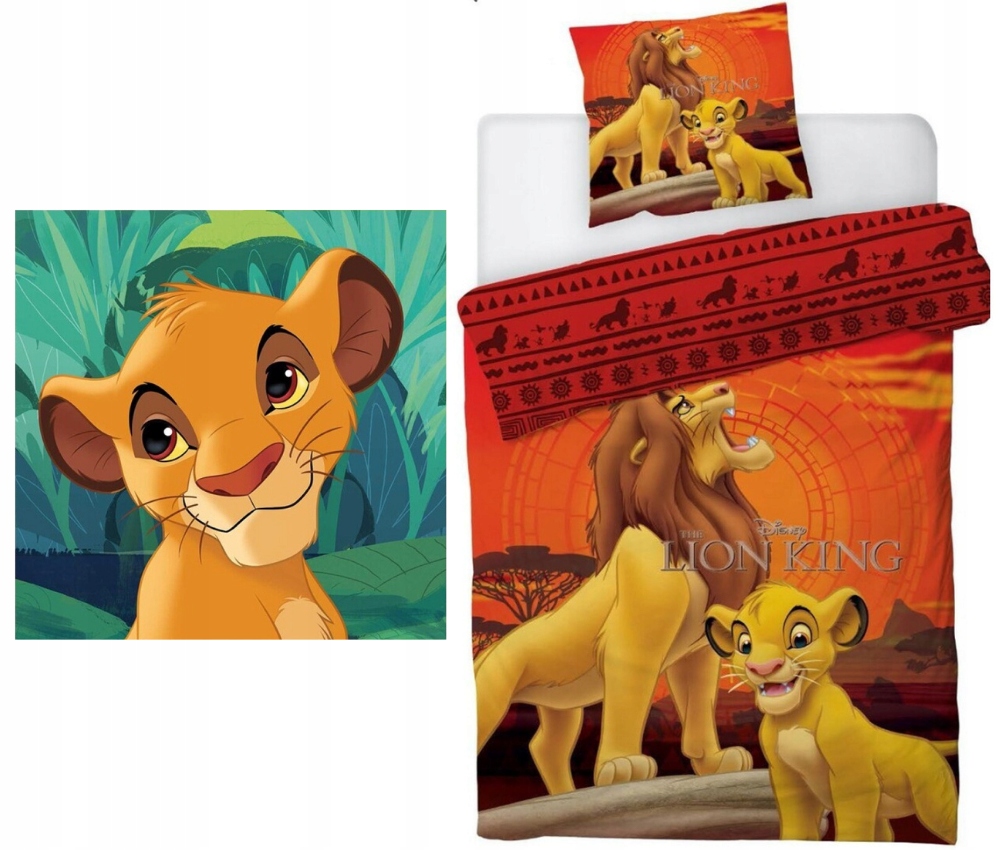 POŚCIEL + PODUSZKA DISNEY KRÓL LEW SIMBA ZESTAW DLA DZIECKA ...
