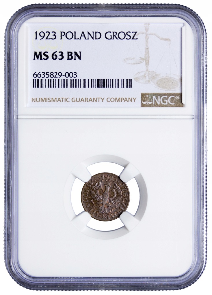 Polska, II RP 1 grosz 1923, NGC MS63 BN - 13688029141 - oficjalne archiwum Allegro