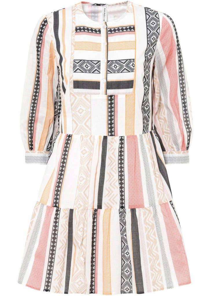 RAINBOW ROZKLOSZOWANA SUKIENKA W PASKI 40 L - 13218293174 - oficjalne archiwum Allegro