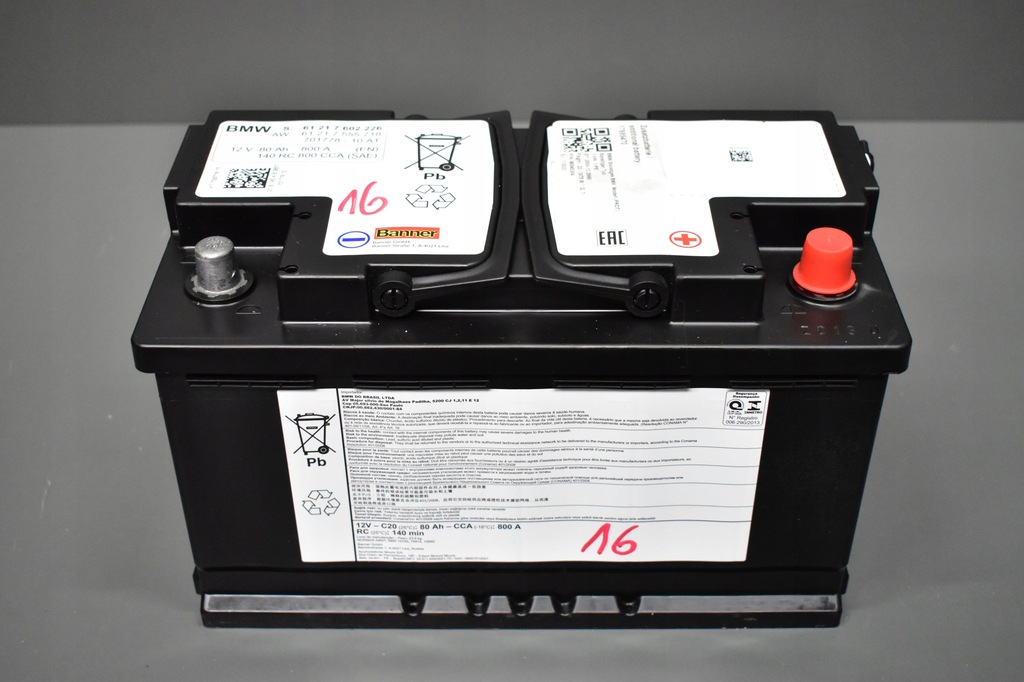 AKUMULATOR BMW AGM 80Ah 800A 12V ORYGINAŁ BMW!!! - 13020372435 - oficjalne archiwum Allegro