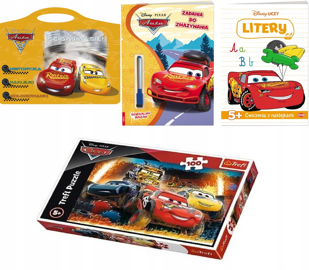 Auta Disney Pixar Teczka Ścigajmy się Pakiet x4 - 12833876056 ...