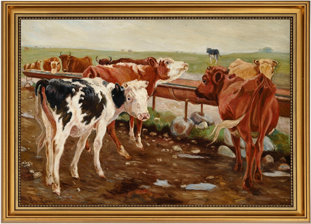 KROWY STARY OBRAZ OLEJNY MALOWANY NA PŁÓTNIE - 11649931981 - oficjalne ...