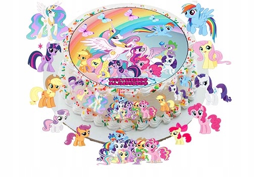 OPŁATEK ZESTAW NA TORT KUCYKI My Little Pony +11el - 13994872537 - oficjalne archiwum Allegro