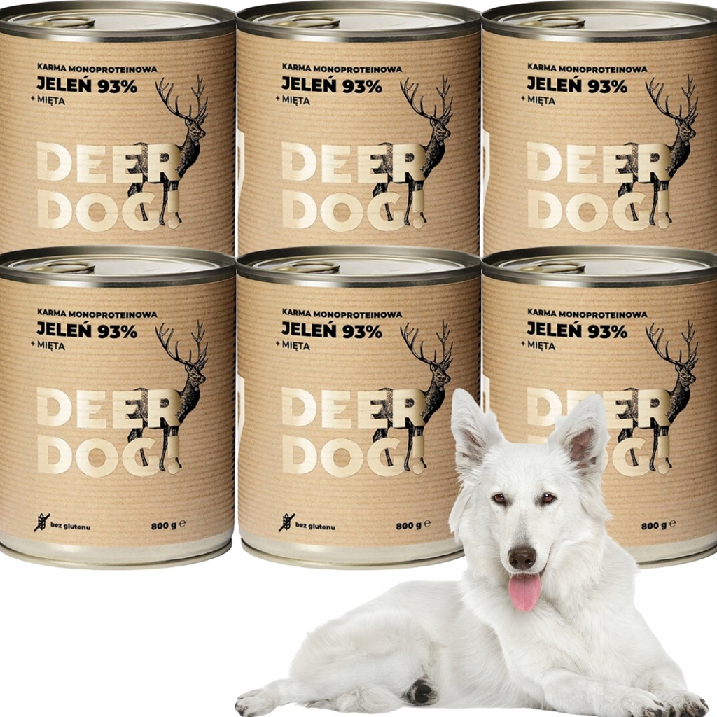 Deer Dog Zestaw Jeleń 6 x 800g karma mokra puszka 93% mięsa dla ...