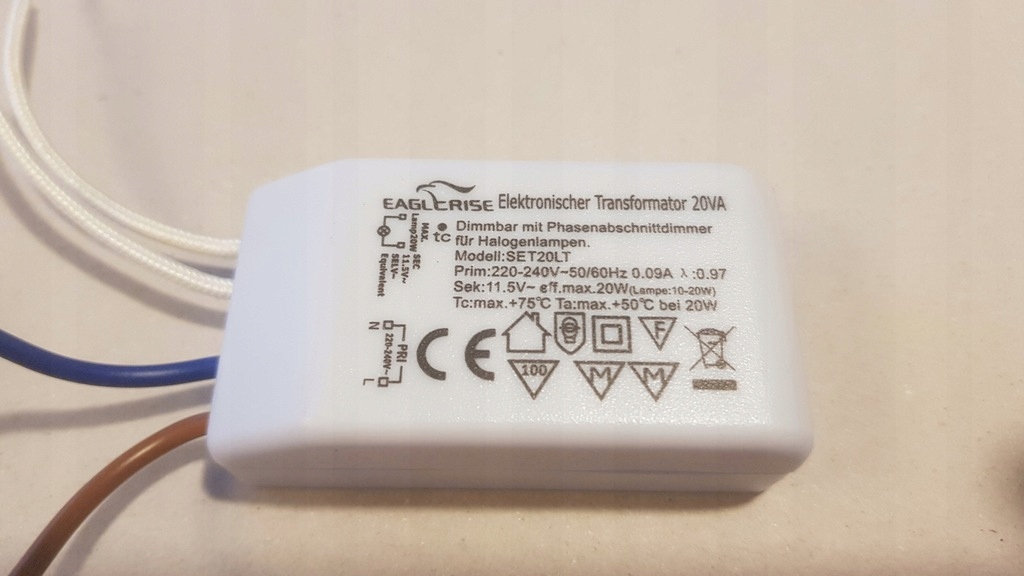 Zasilacz transformator do halogenów EAGLERISE 20VA 20W SET20LT - 15709618991 - oficjalne ...