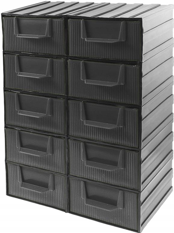 Magazynek szufladkowy modułowy, 10 czarnych szufladek, PK210 CZARNY ...