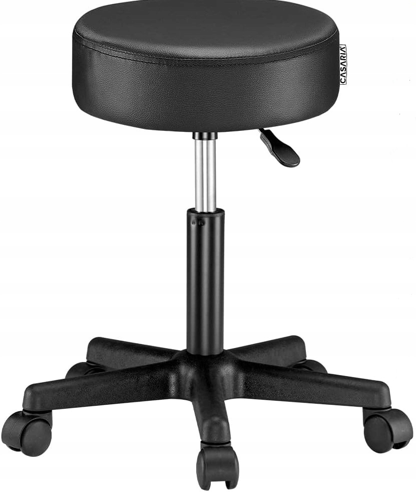 Taboret obrotowy hoker Deuba czarny regulowany 46-60 cm skóra sztuczna ...