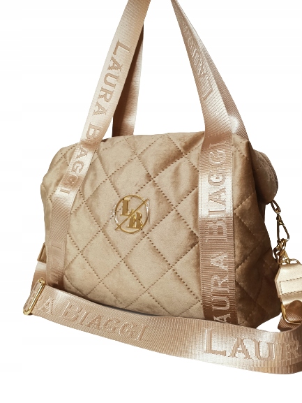 Torebka zamszowa Pikowana Laura Biaggi pasek A4 - 13008643786 - oficjalne archiwum Allegro