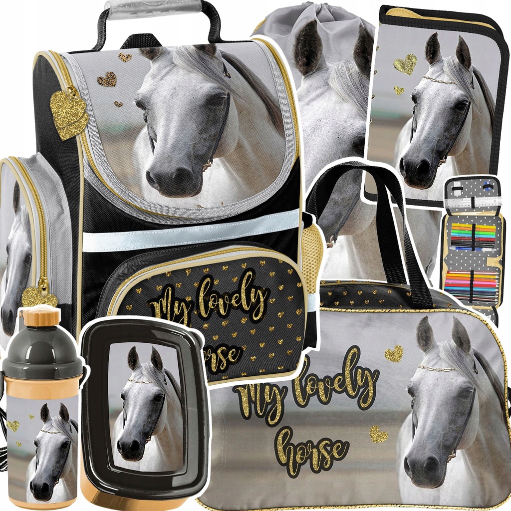 TORNISTER SZKOLNY KOŃ KONIE Z KONIEM DZIEWCZĘCY - 9316758948 - oficjalne archiwum Allegro