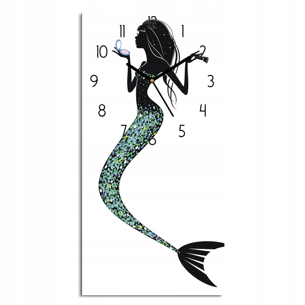 zegar na szkle Syrena ryba motyl prostokąt 30x60 - 12143036652 ...
