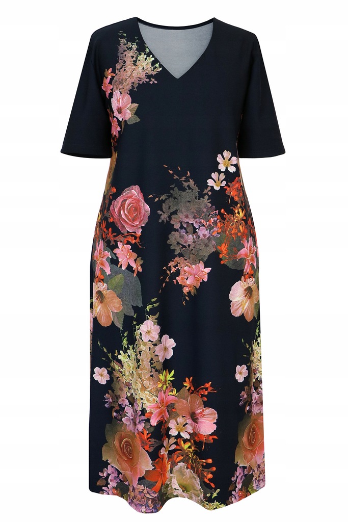 SUKIENKA fason A kwiatowy wzór 4XL 54 56 - 13447459265 - oficjalne ...