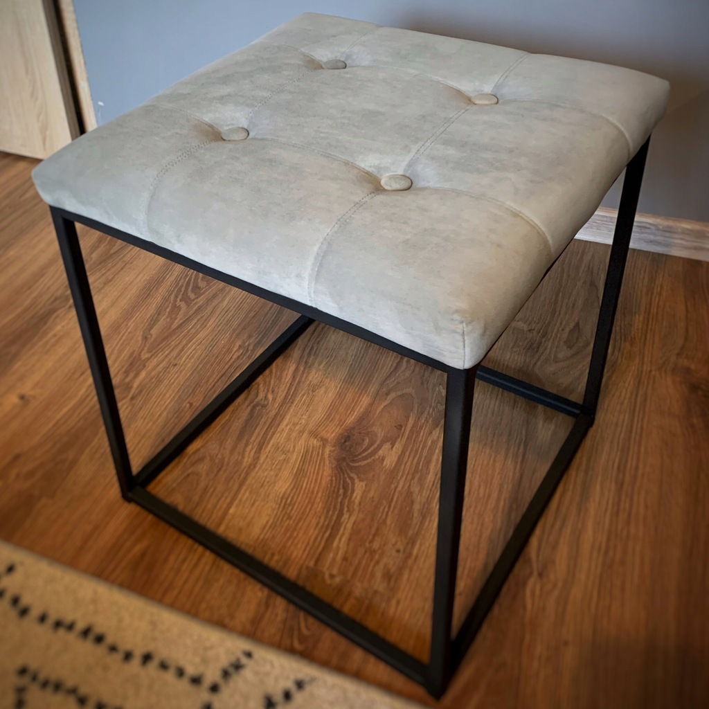 Taboret Loft welur 44x40x40 - 11128801281 - oficjalne archiwum Allegro