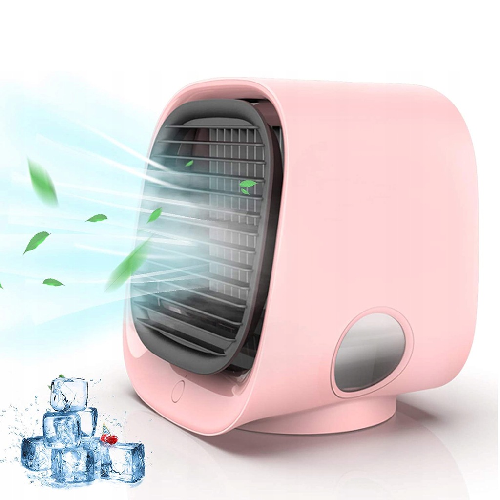 MINI KLIMATYZATOR PRZENOŚNY NAWILŻACZ USB różowy - 12811536795 ...