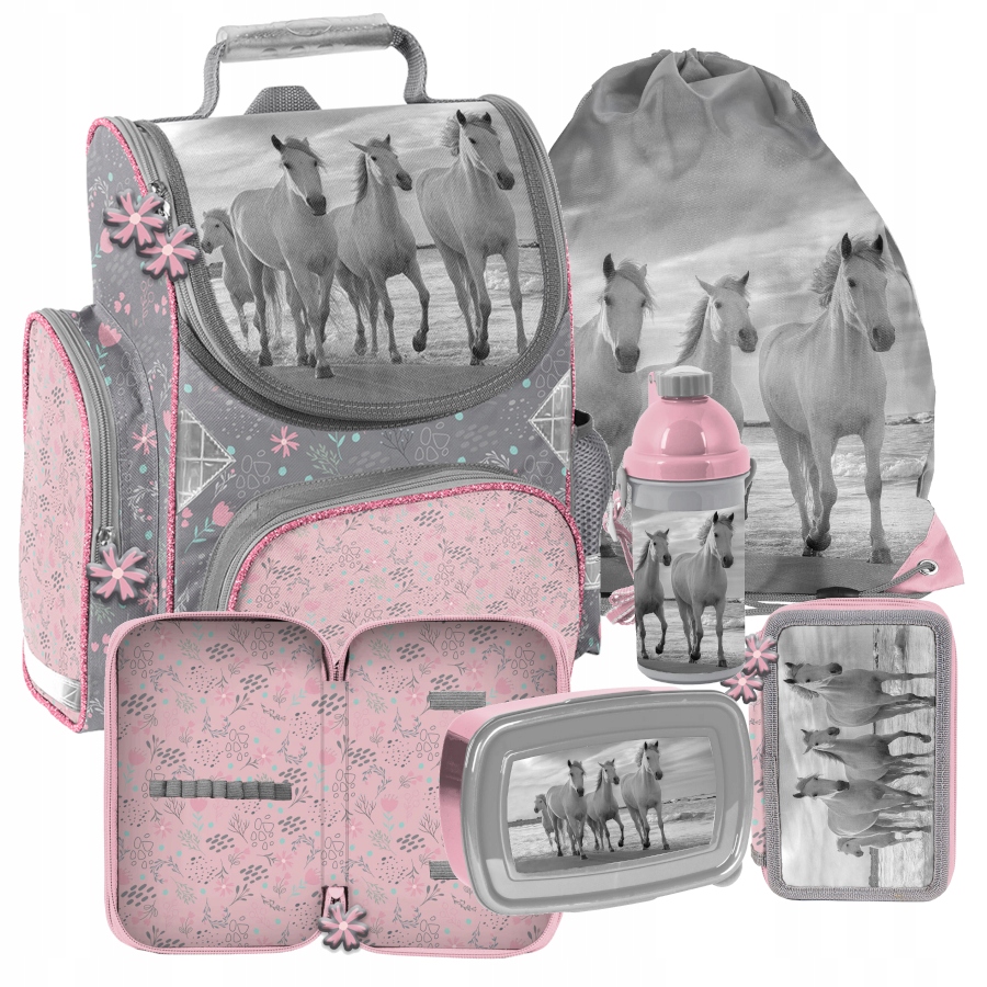 TORNISTER SZKOLNY HORSE KONIE -ZESTAW 5 ELEMENTOWY - 10888492126 - oficjalne archiwum Allegro