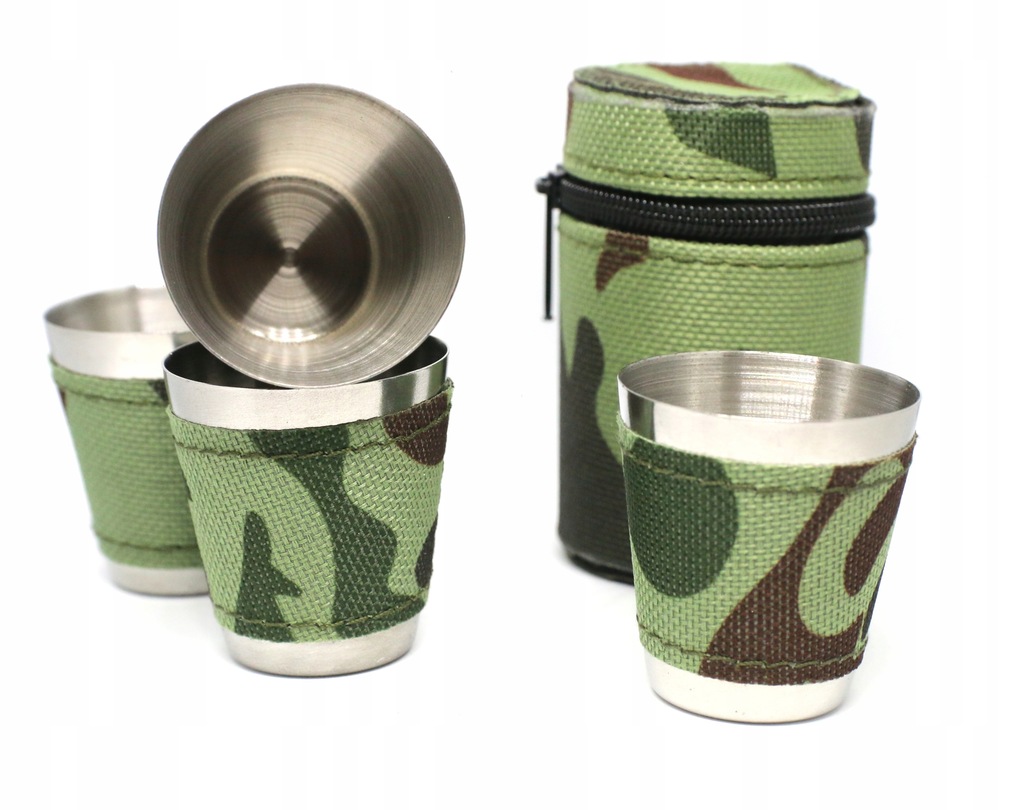 Kieliszki turystyczne moro 4 szt metalowe 30 ml - 13213572906 - oficjalne archiwum Allegro