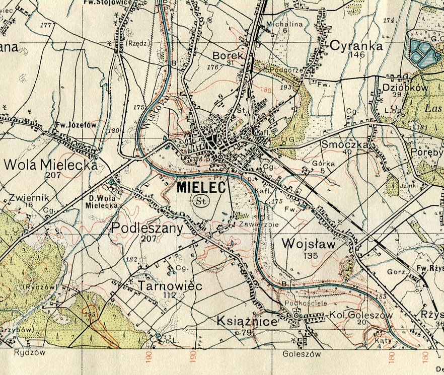 MIELEC / MAJDAN :: mapa wojskowa WIG : 1938 - 12174643924 - oficjalne ...