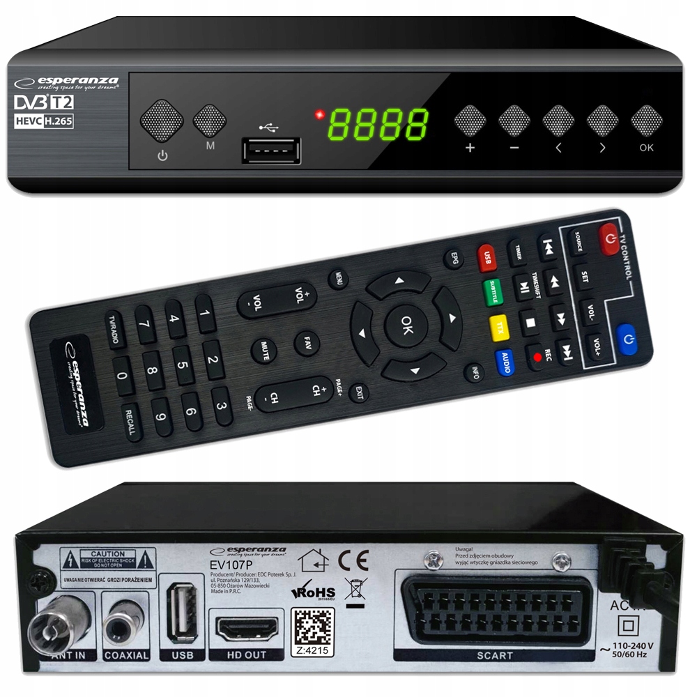 DEKODER TUNER TV NAZIEMNEJ DVB-T2 HEVC H.265 107P - 12458905734 ...