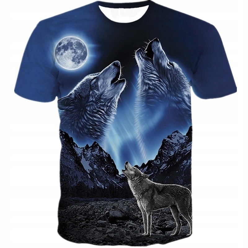 T-SHIRT MĘSKI KOSZULKA 3D Z NADRUKIEM WILKA WOLF - 14033477593 ...