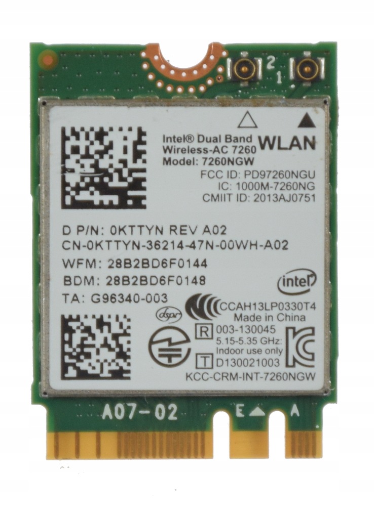 Karta Modem WIFI Intel Dual Band Wireless-AC 7260 7260NGW D P/N 0KTTYN DELL - 14648492108 ...