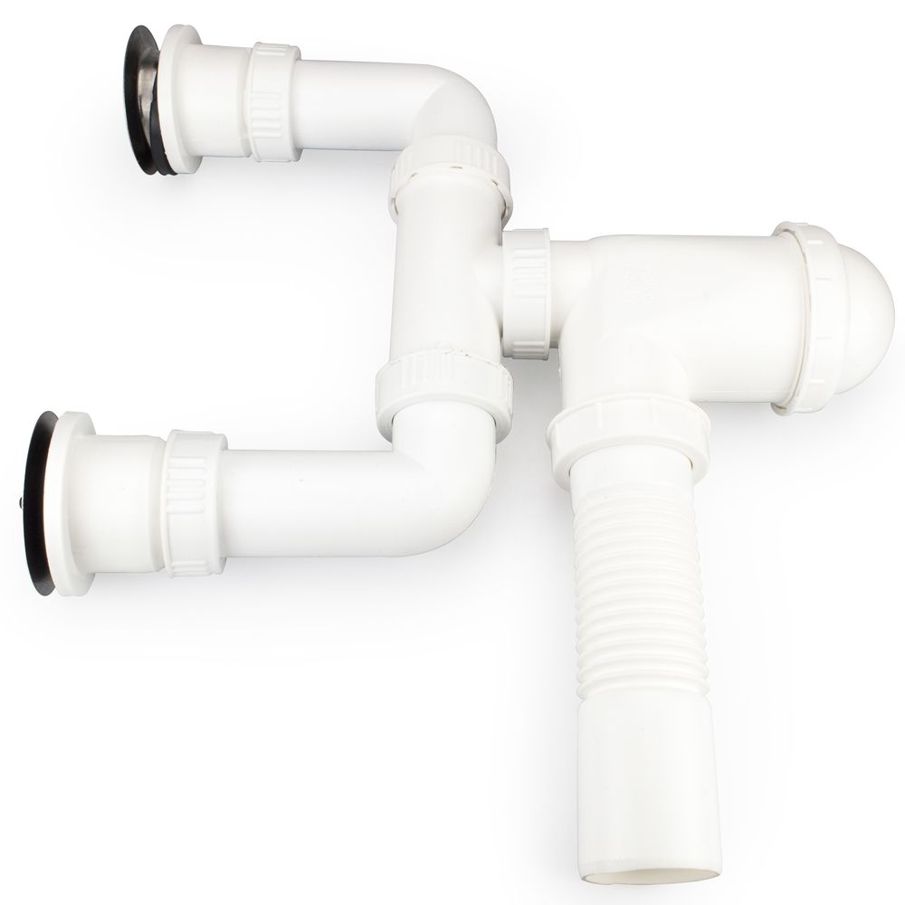 Lewar dwukomorowy zlewozmywaka kuchni biały 50mm - 6982816518 ...