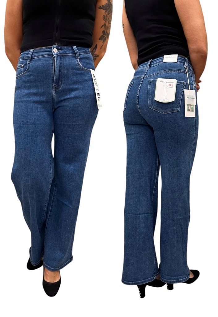 Spodnie damskie WIDE LEG proste jeansy szerokie nogawki wysoki stan - 16544995139 - oficjalne ...