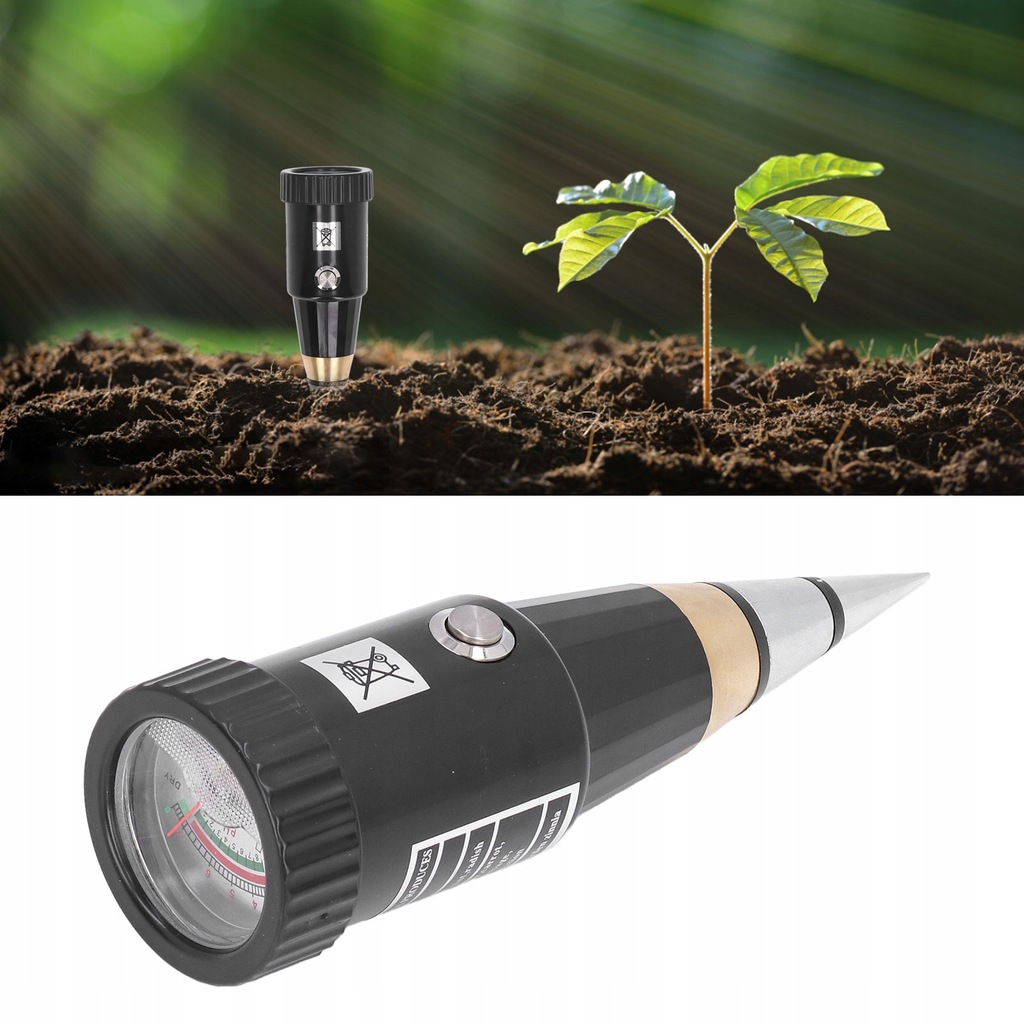 KWASOMIERZ GLEBOWY PORADNIK 2w1 MIERNIK TESTER OGRODNICZY GLEBY PH ...