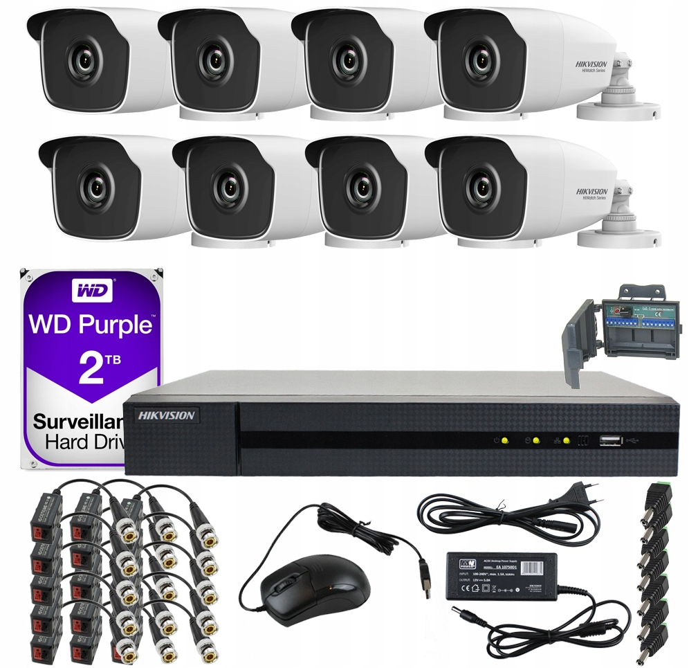 ZESTAW DO MONITORINGU 8 KAMER 4Mpx HIKVISION IR40M - 8743033485 - oficjalne archiwum Allegro