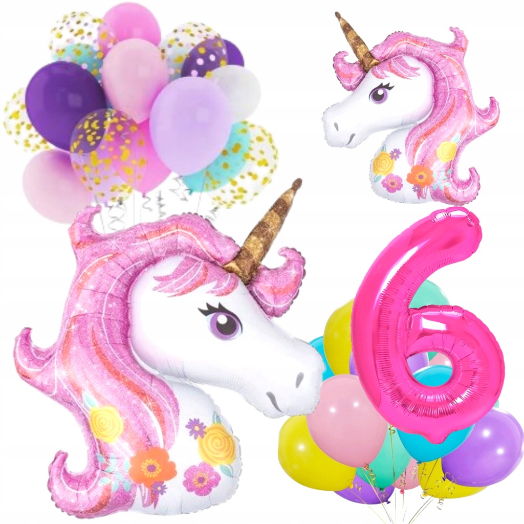 Balony na 6 Urodziny JEDNOROŻEC SZÓSTE URODZINY - 12402896789 ...