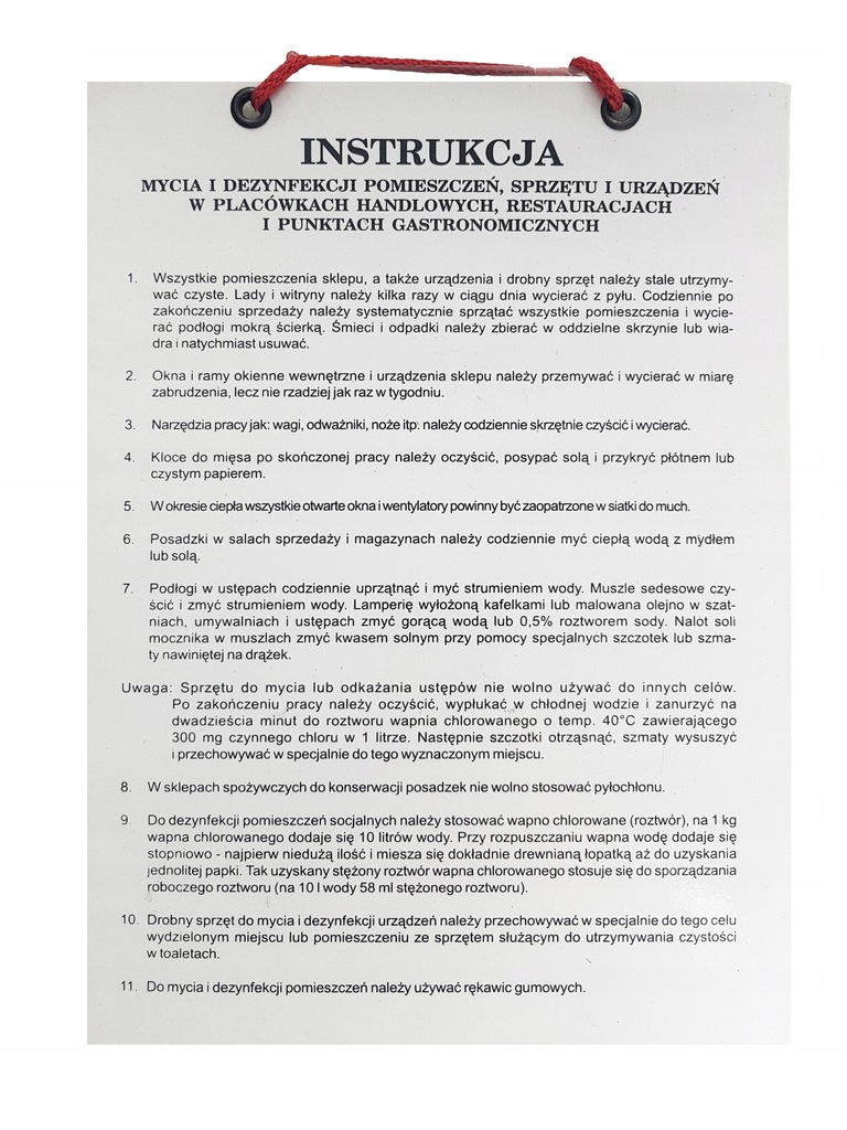 Instrukcja Mycia i dezyfekcji pomieszczeń A4 - 9264601005 - oficjalne archiwum Allegro