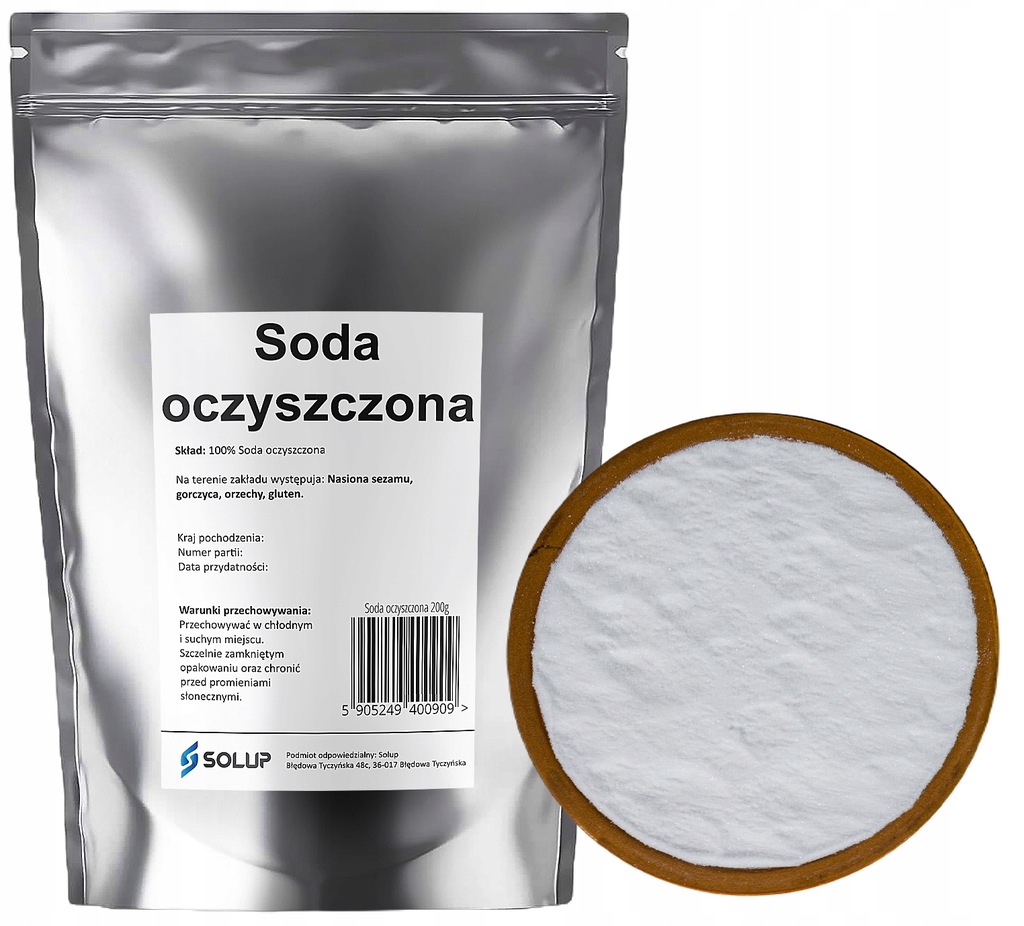 SODA OCZYSZCZONA Spożywcza Wodorowęglan Sodu 0,2kg - 12293903403 ...