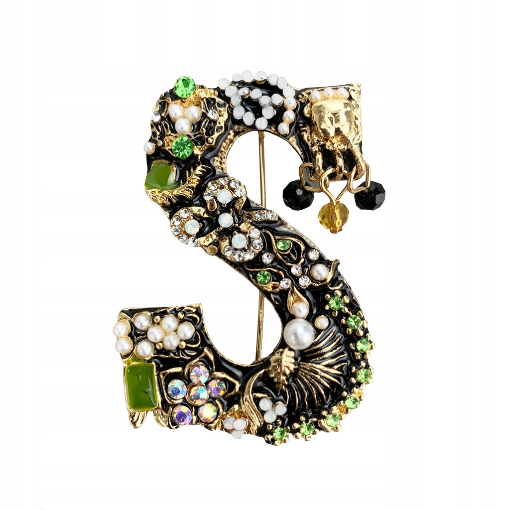 PINETS broszka złota Literka S Litera cyrkonie - 10751220502 ...