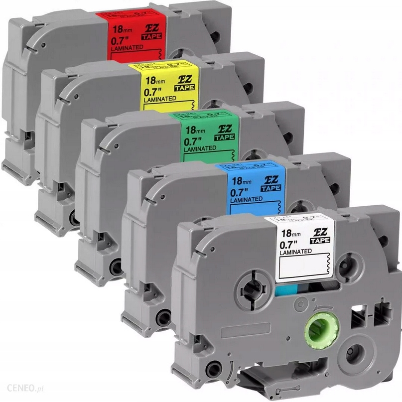 ZESTAW 5 SZT. taśm 18mm do Brother PT-E550 KOLORY - 14317728147 ...