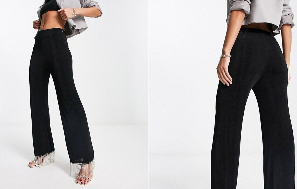 NA-KD x Mimi AR Czarne spodnie z frędzlami S - 13747258203 - oficjalne ...