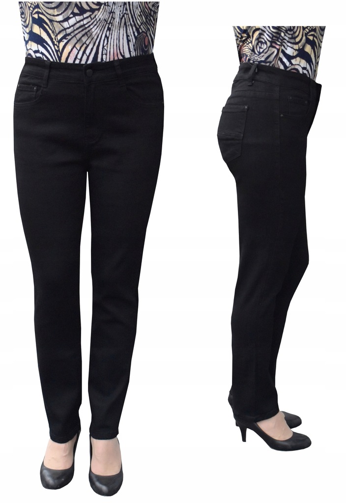54 Jeansy damskie wysoki stan czarne KB-2144 - 12874112471 - oficjalne archiwum Allegro