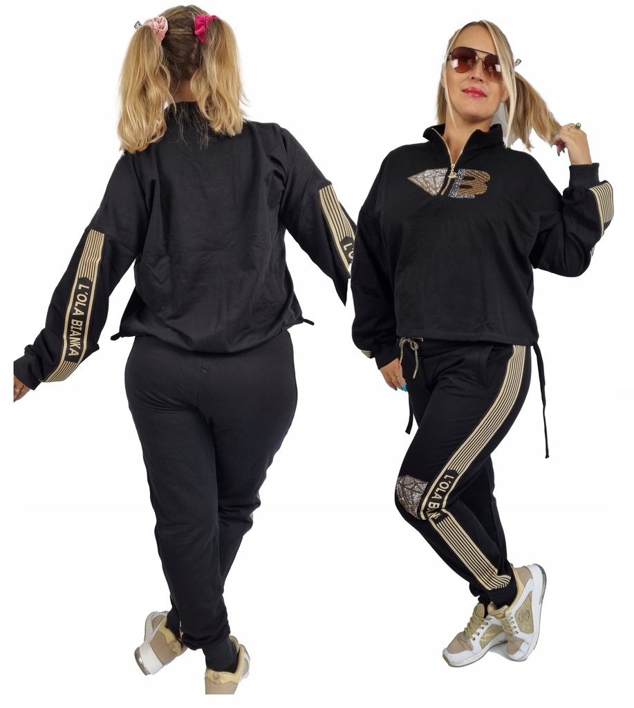 Elegancki Dres Damski Czarny Modny Ciepły Komplet - 12644752270 ...