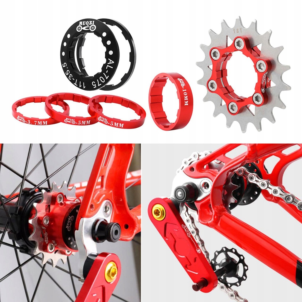 18T Single Speed Cassette Spacers Conversion Kit Adapter Freewheel Red ...