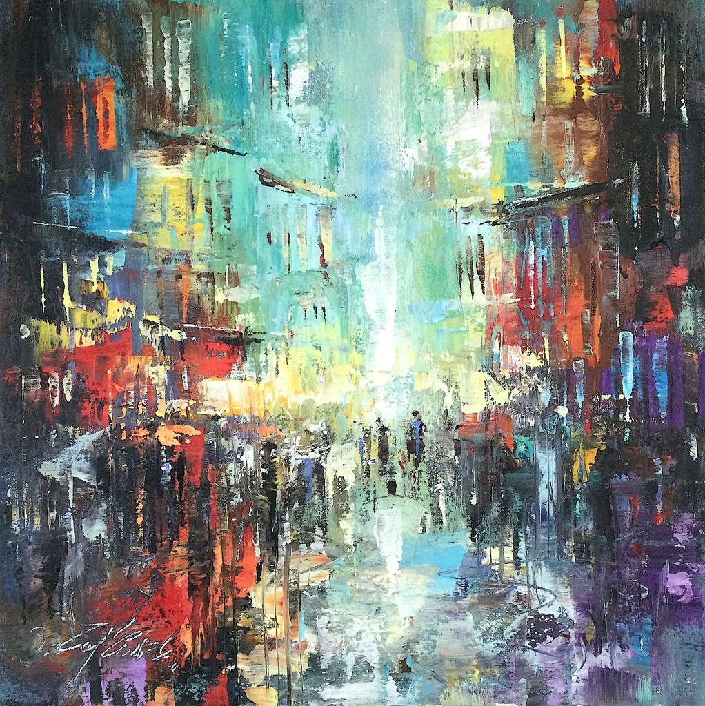 ZAJKOWSKI EUPHORIA ART nowy obraz olejny na płótnie MIASTECZKO ...