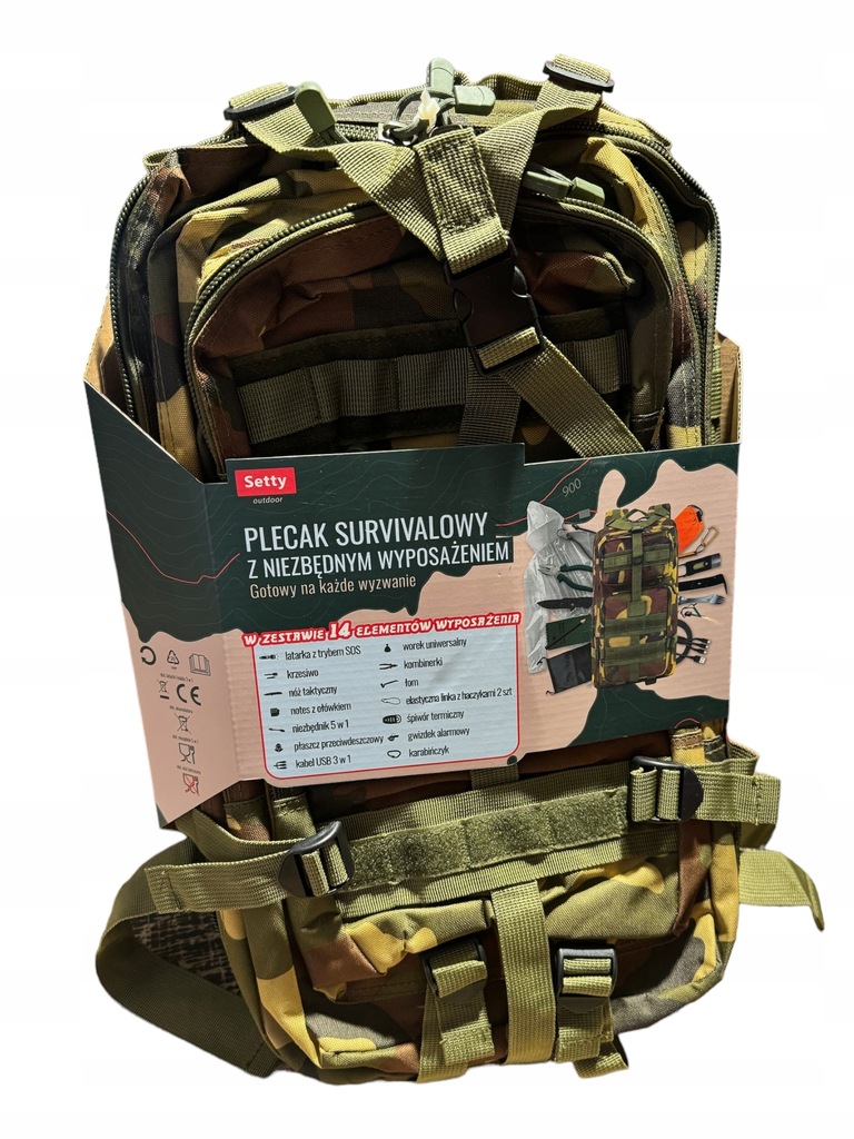 Setty outdoor Plecak survivalowy militarny z niezbędnym wyposażeniem ...