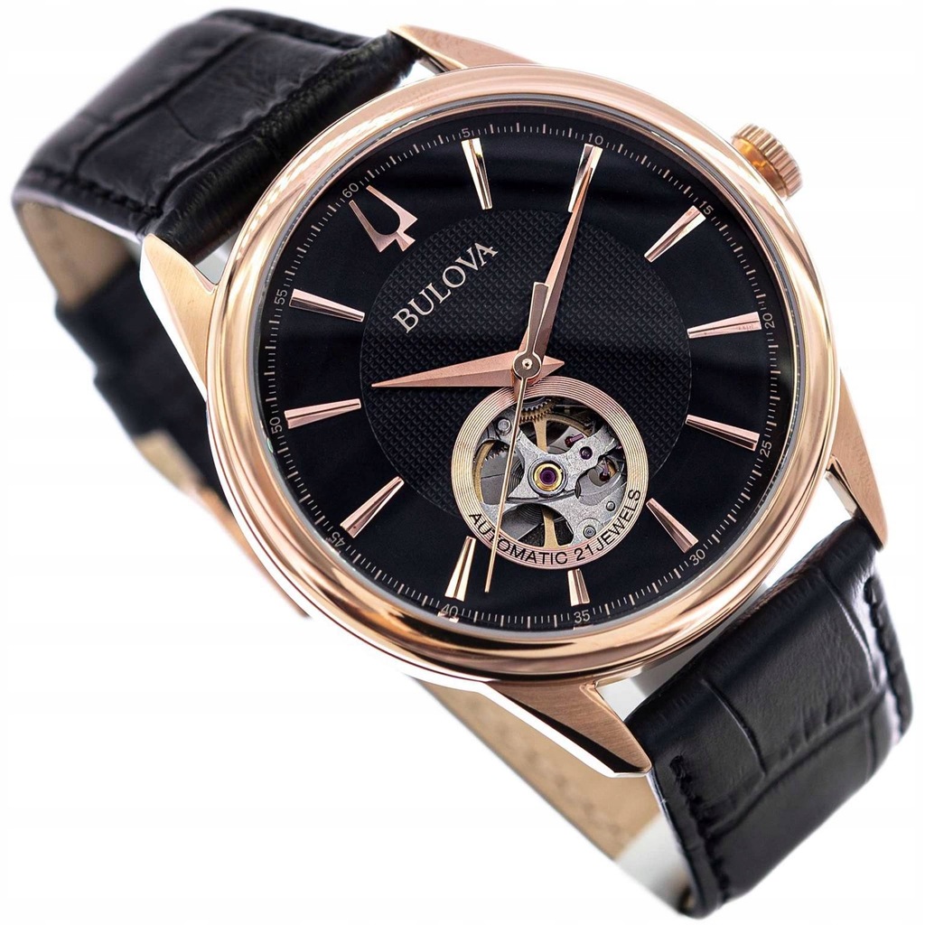 MĘSKI ZEGAREK BULOVA 97A140 OPEN HEART ELEGANCKI - 13625360265 ...