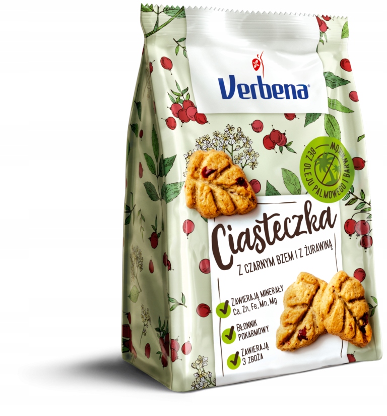 Ciasteczka z czarnym bzem i żurawiną VERBENA 90G - 12192559684 - oficjalne archiwum Allegro