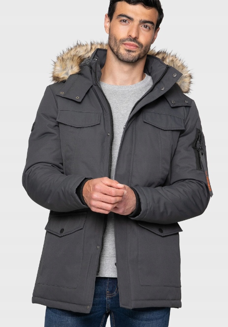 THREADBARE KURTKA PARKA MĘSKA SZARA KLASYK M FOJ - 12936082248 ...