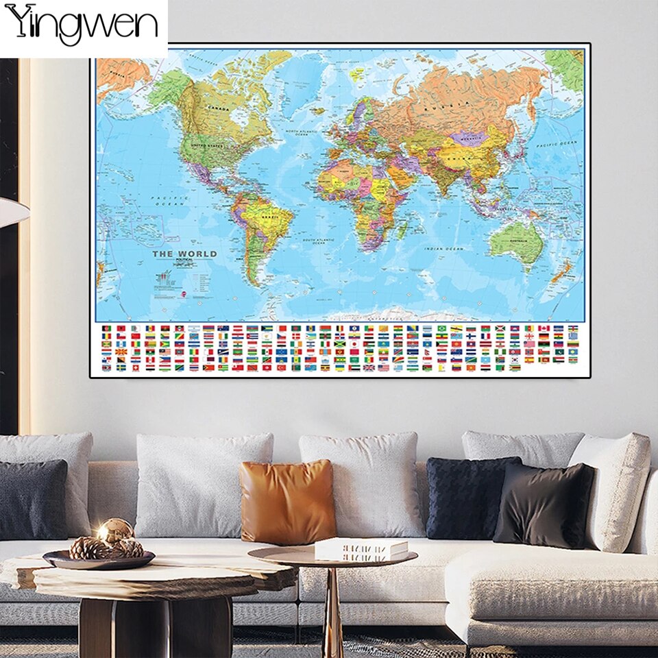 5D DIY Diament Malarstwo Polityczna Mapa Świata Z - 12592538852 ...