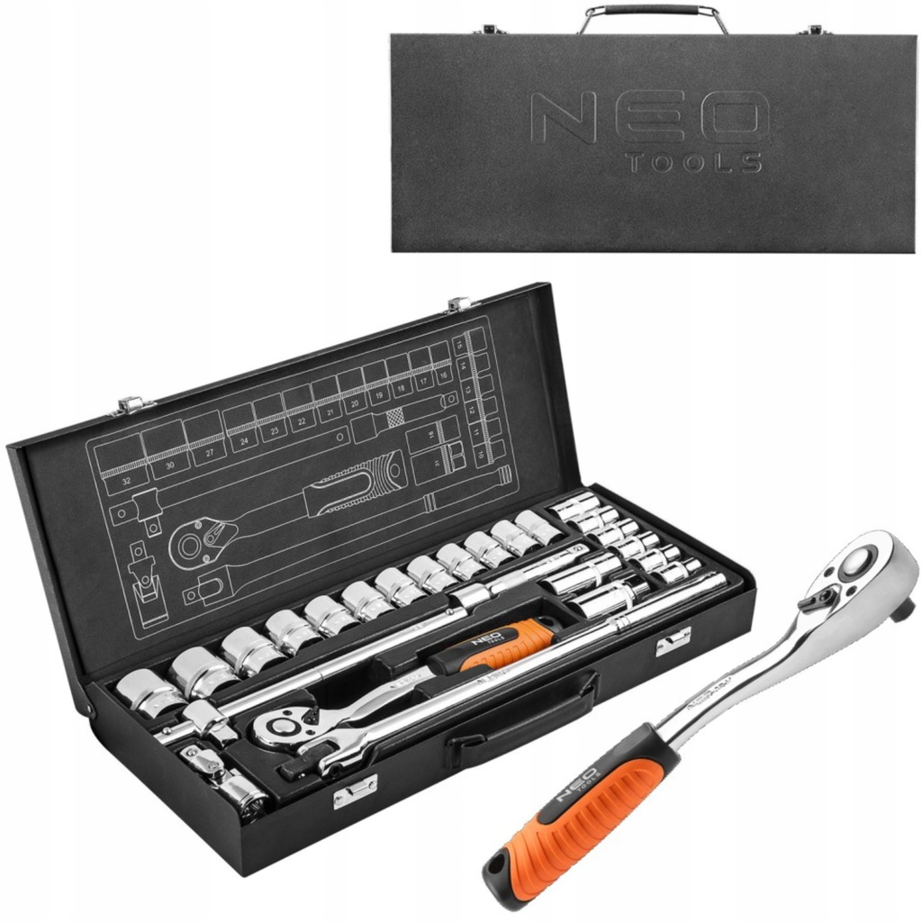 NEO KLUCZE NASADOWE ZESTAW 25 ELEM. 08-674 1/2'' - 11542185274 - oficjalne archiwum Allegro