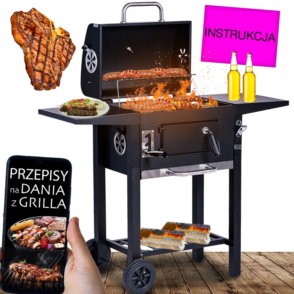 DUŻY GRILL OGRODOWY WĘGLOWY SOLIDNY POPIELNIK XXXL - 13509871775 ...