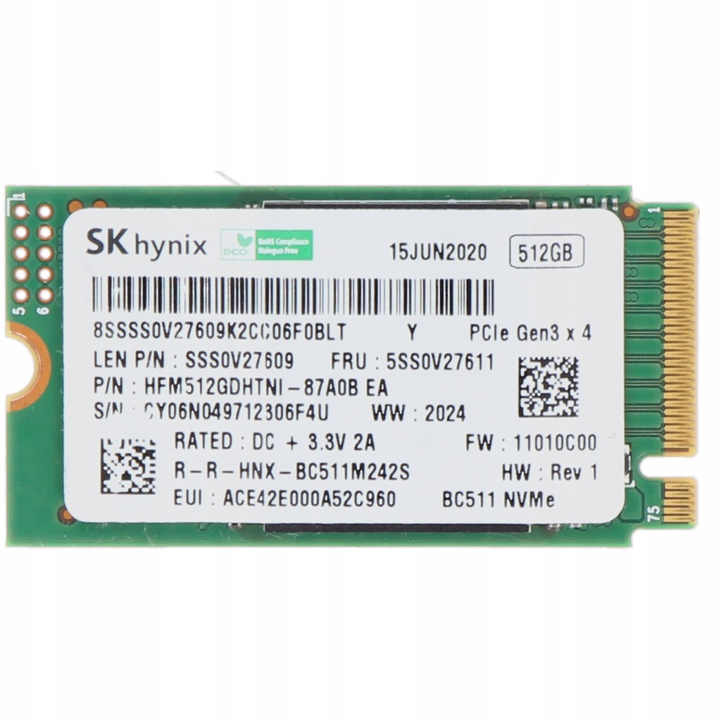 DYSK SSD SK HYNIX HFM512GDHTNI 512GB M.2 NVME 2242 - 14434693214 ...