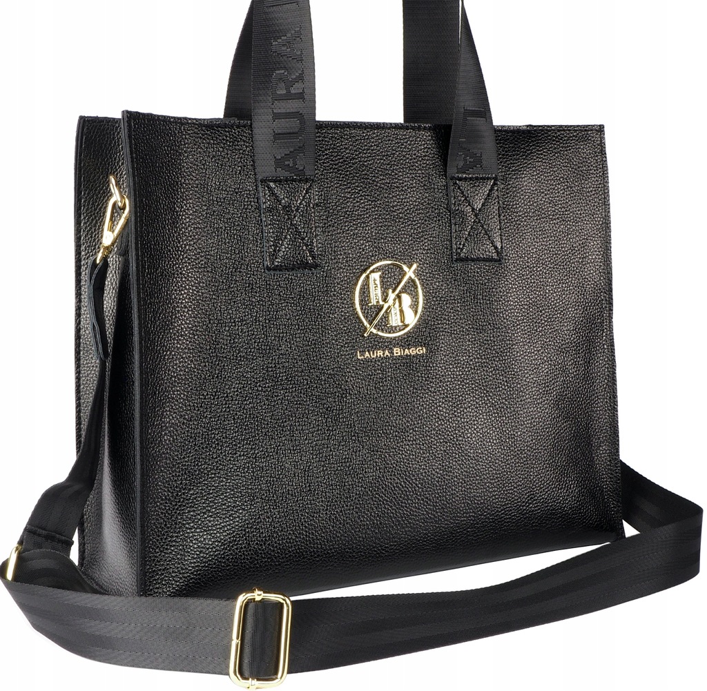 LAURA BIAGGI Damska Torebka ELEGANCKA Pojemna SHOPPER Czarna A4 - 14555121500 - oficjalne ...