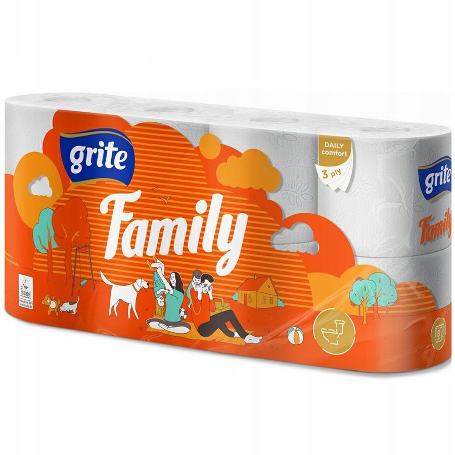 GRITE FAMILY Papier toaletowy 8 rolek 3 warstwy - 11362883196 ...