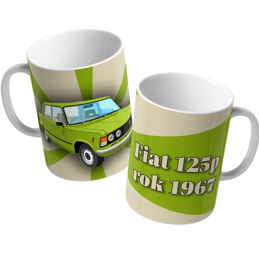 KUBEK Biały 1967 Klasyki PRL Prezent FIAT 125P - 11129394559 - oficjalne archiwum Allegro