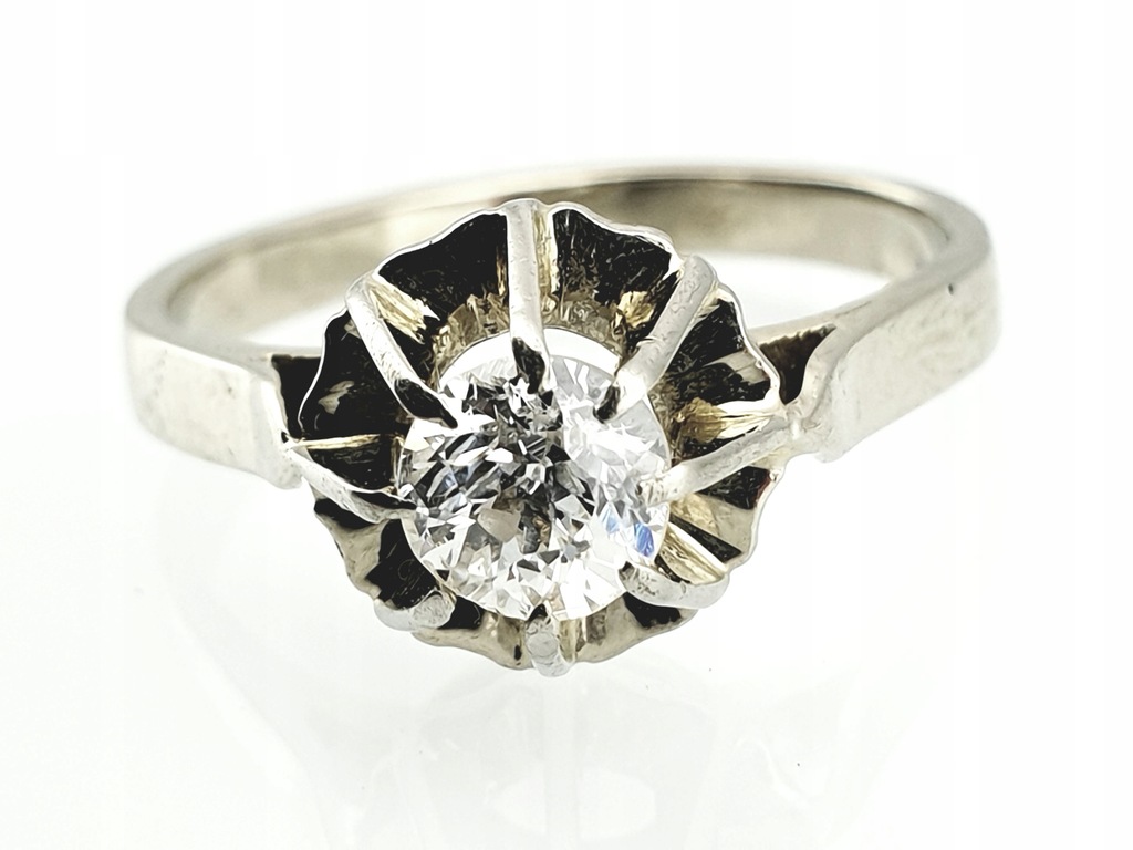 18ct złoty pierścionek z diamentem 0,49ct I/P1 - 12681471444 - oficjalne archiwum Allegro