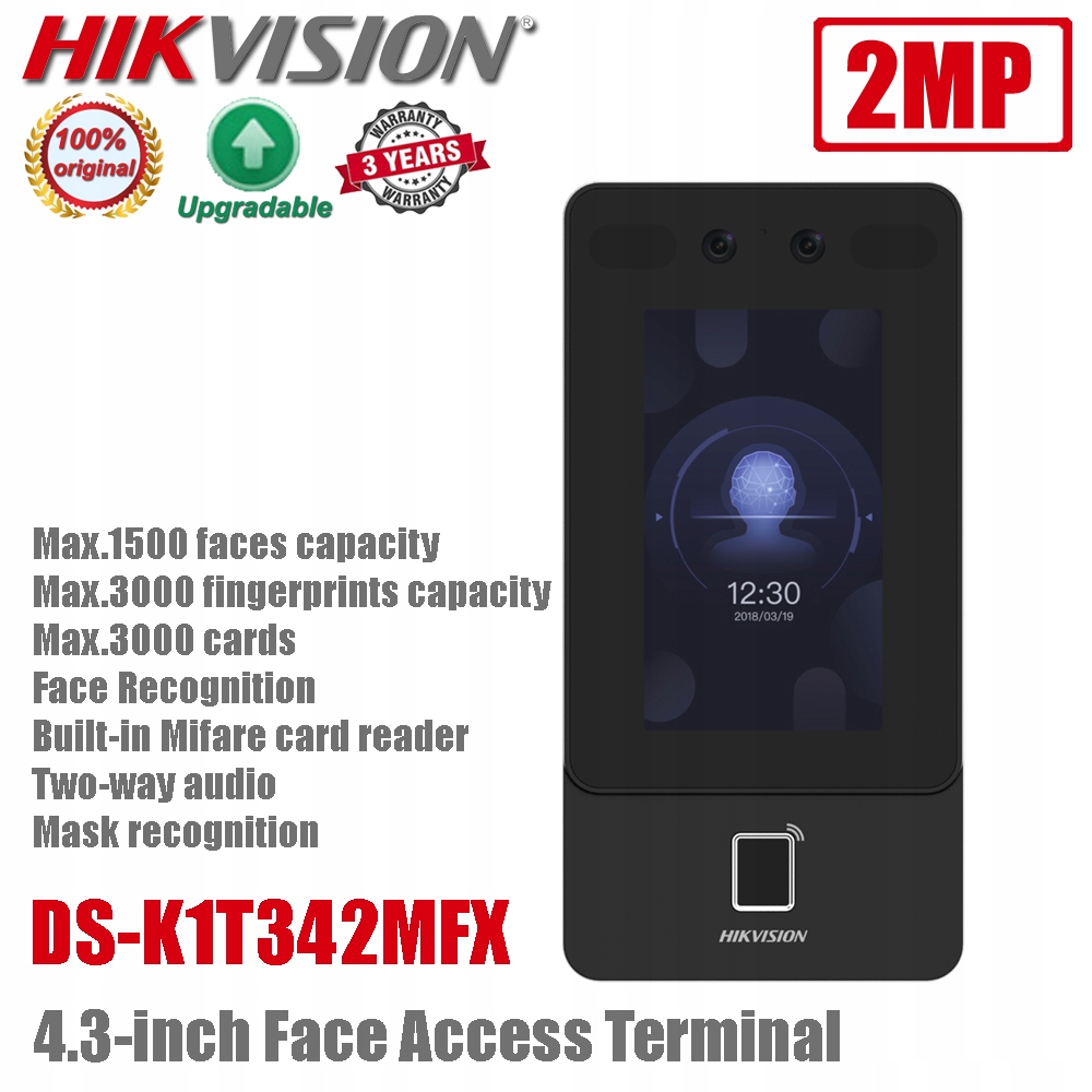 Hikvision DS-K1T342MFX 2MP rozpoznawanie odcisków - 13218484392 - oficjalne archiwum Allegro